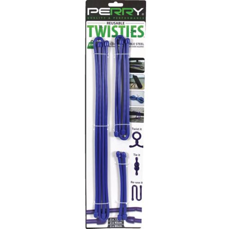 Perry Twisties Reusable Metal Cable Ties, Pack of 6