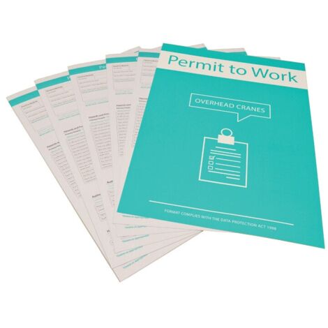 Sitesafe Permit to Work Book - Overhead Cranes, Pack of 10