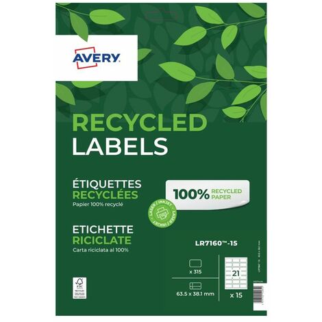Avery Avery Laser Recycled Address Label 63.5x38.1mm 21 Per A4 Sheet ...