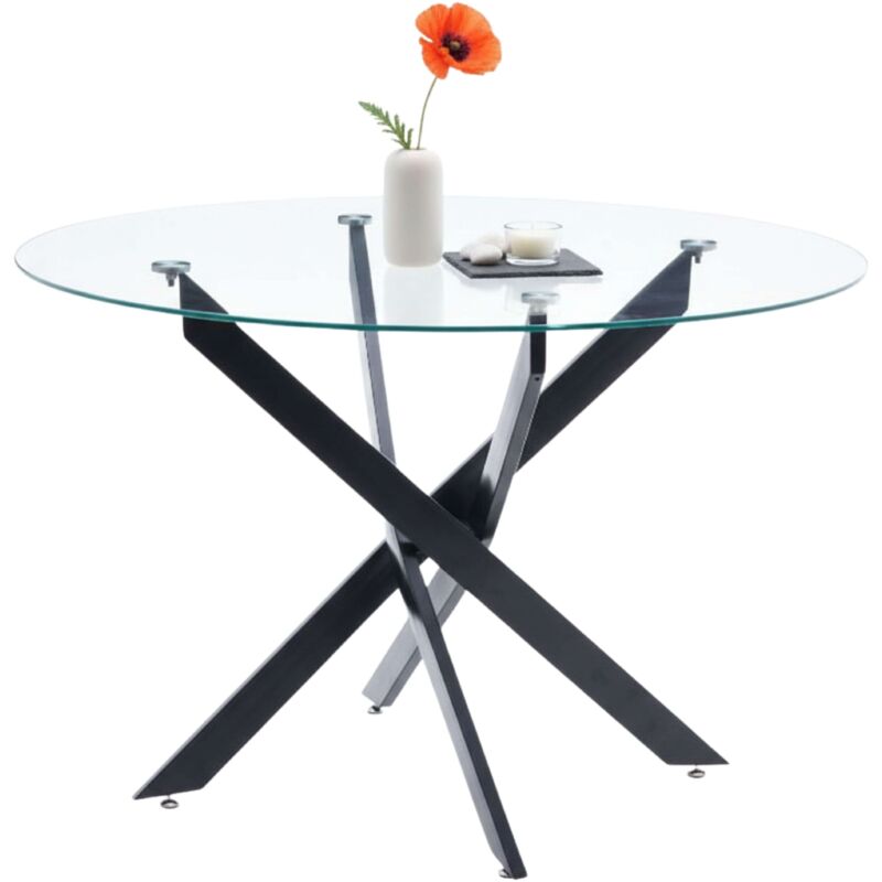 Mesa de Comedor Crest en Estilo Moderno Color Negro con Cristal Metal ...