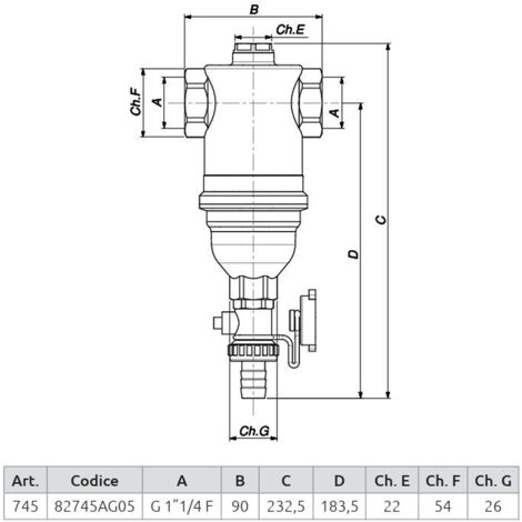 Filtro defangatore 1" 1/4 per impianti di riscaldamento e raffrescamento