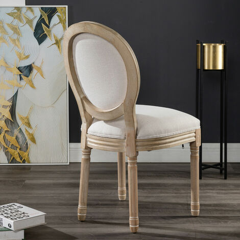 Set of 2 Classic Style Dining Chair Wooden Chair in Beige