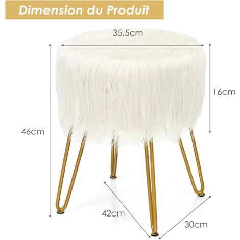 COSTWAY Pouf en Imitation Fourrure, Tabouret de Coiffeuse, Ottoman ...