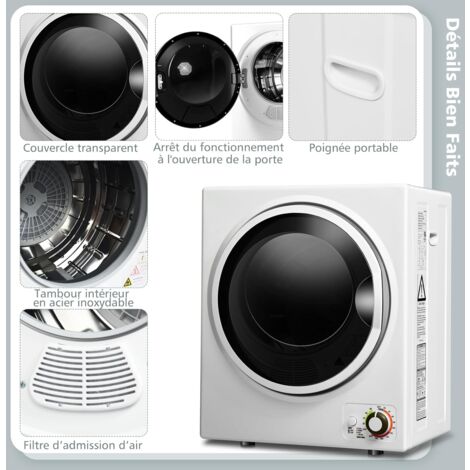 COSTWAY Sèche-Linge Électrique Compact 2,5KG Capacité de 42L, Sèche ...