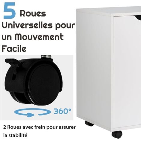 COSTWAY Caisson de Rangement à Roulettes 5 Tiroirs, Placard, Caisson ...
