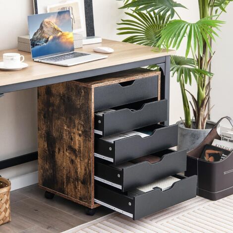 COSTWAY Caisson de Rangement à Roulettes avec 5 Tiroirs, Classeur ...