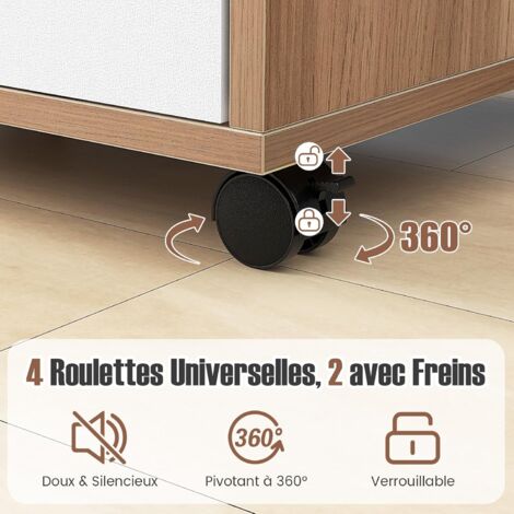 COSTWAY Caisson de Rangement à Roulettes avec 5 Tiroirs, Classeur ...