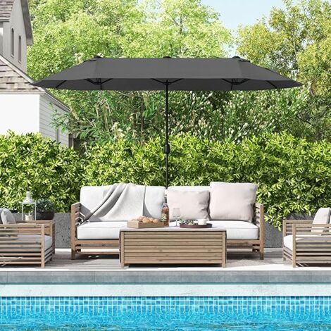 COSTWAY Parasol Double de Jardin 396 x 201 CM, Parasol Extra Large avec ...