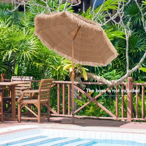 COSTWAY Parasol en Paille PP Φ208 CM, Parasol de Plage Inclinable ...