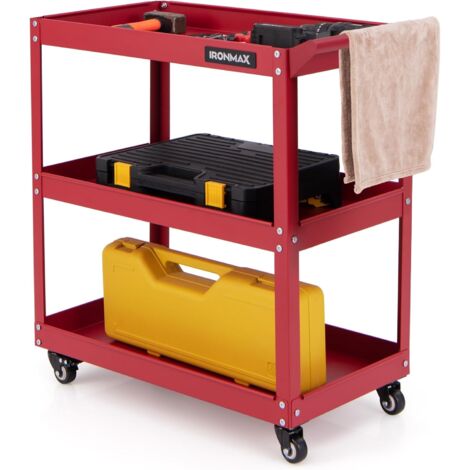 COSTWAY Chariot à Outils Roulant à 3 Niveaux Charge 120 kg avec Poignée ...