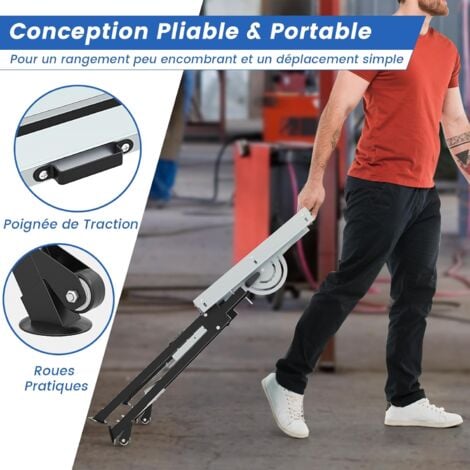 COSTWAY Table de Soudage Pliante avec Plateau de 78x51 cm, Établi de Soudage 2 Roues Fixes 4 ...