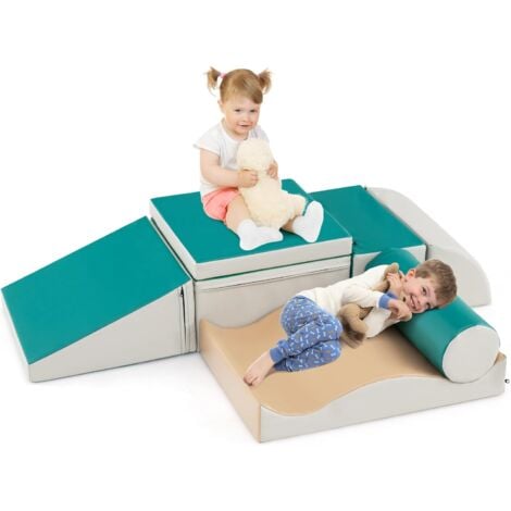 COSTWAY 7PCS Parcours Motricité Bébé en Mousse avec Housse en PU ...