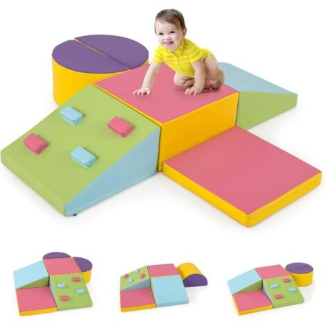 COSTWAY 6PCS Parcours Motricité Bébé en Mousse avec Housse en PU ...