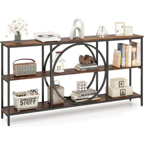 COSTWAY Table Console 180 cm, Grand Console Entree, 3 Étagères, Cadre ...