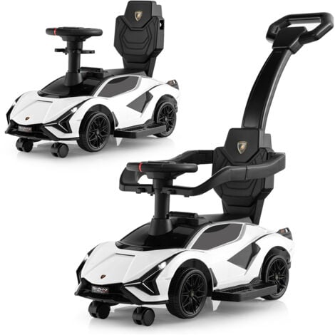 3 en 1 Lamborghini Porteur Enfant avec Musique & Phares & Volant Réaliste, Voiture à Pousser ...