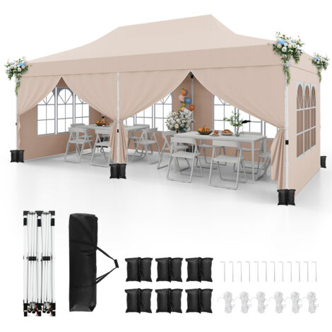 Tonnelle de Jardin 3x6M Tente de Reception avec 6 Parois Latérales ...
