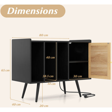 Costway – Buffet pour tourne-disque avec station de charge – 2 prises ...