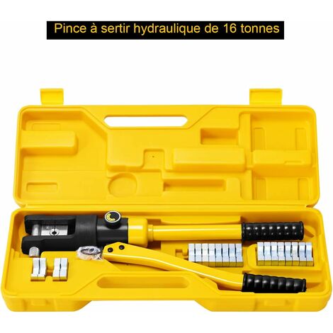COSTWAY Coffret de Pince à Sertir 16 Tonnes, Outil de Sertissage Hydraulique pour Câble 16-300 ...