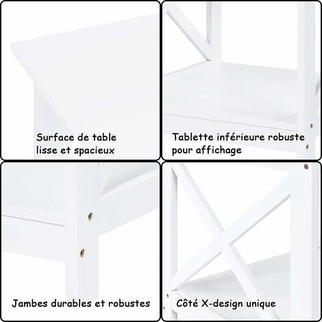 COSTWAY Table de Chevet avec 2 Etagères de Rangement, Style Moderne ...