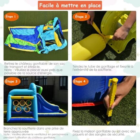 COSTWAY Château Gonflable 5 en 1 avec Toboggan Piscine pour Balles ...