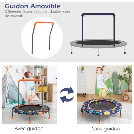 COSTWAY Trampoline Enfant Ø92CM avec 21 Lumières LED & Poignée Amovible ...