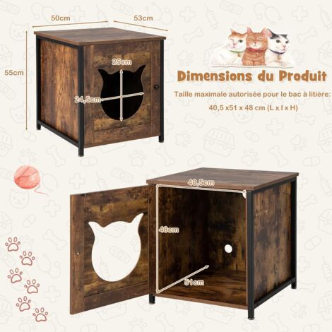 Maison de toilette chat anti odeur meuble litiere discret en bois ...