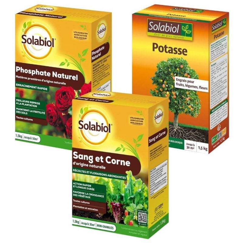 Trio Engrais Solabiol : Azote, Potasse et Phosphore pour Votre Jardin