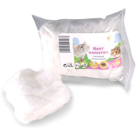 lit douillet Ouate blanche pour lit hamster 25 g rongeurs - animallparadise