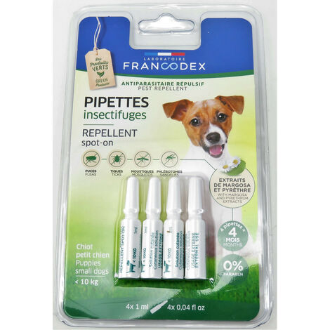 4 Pipettes Insectifuges Pour Chiots et Petits Chiens de moins de 10 kg ...