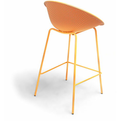 Rio - Set di 4 sgabelli da bar in PP senape stile moderno per interni ...