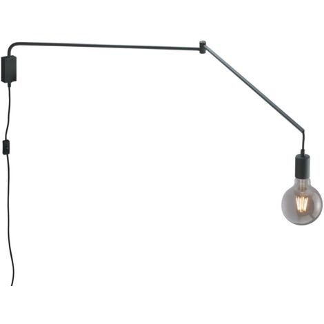 Line Applique Decorativa Con Portalampada Nera Orientabile E Snodabile ...