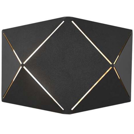 Zandor Applique Led Metallo Nero Con Tagli Laser L. 18Cm