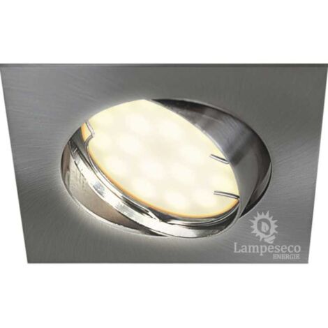 LOT DE 8 SPOT ENCASTRABLE ORIENTABLE LED CARRE ALU BROSSE GU10 230V eq. 50W BLANC NEUTRE