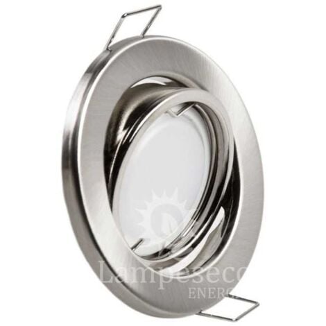 Lot de 25 spot led encastrable orientable alu brossé avec ampoule gu10 230v eq. 50w, blanc chaud