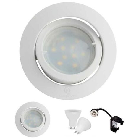 Lot de 2 Spot Led Encastrable Complete Blanc Orientable lumière Blanc Neutre eq. 50W ref.888