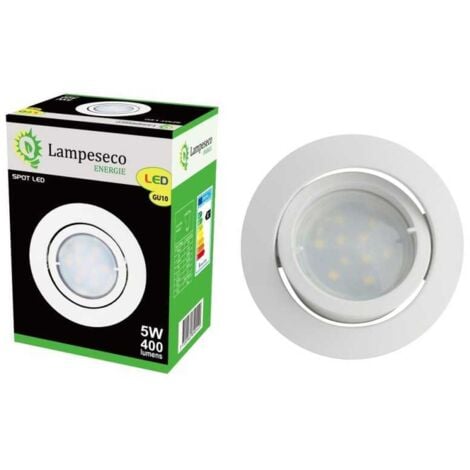 Lot de 2 Spot Led Encastrable Complete Blanc Orientable lumière Blanc Chaud eq. 50W ref.193