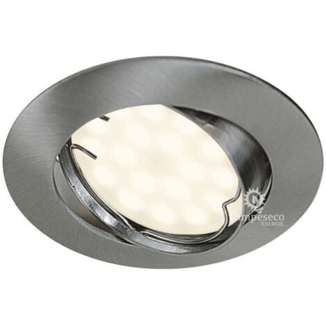 Lot de 2 spot led encastrable orientable alu brossé avec ampoule gu10 230v eq. 50w, blanc chaud