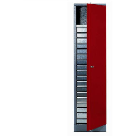 Kupper - Armoire 1 porte et 1 étagère et 18 tiroirs - Rouge
