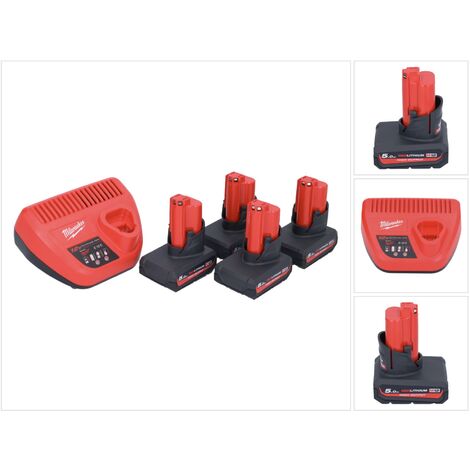 Milwaukee M12 HNRG-504 Kit de démarrage batterie 4x HB5 High Output 12 ...