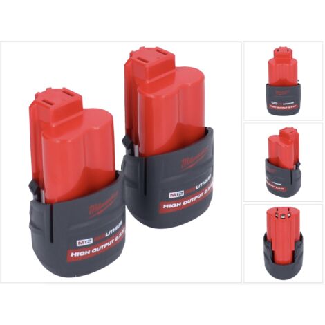 Milwaukee Battery Set 2x M12 HB2.5 High Output 12 V 2,5 Ah / 2500 mAh ...