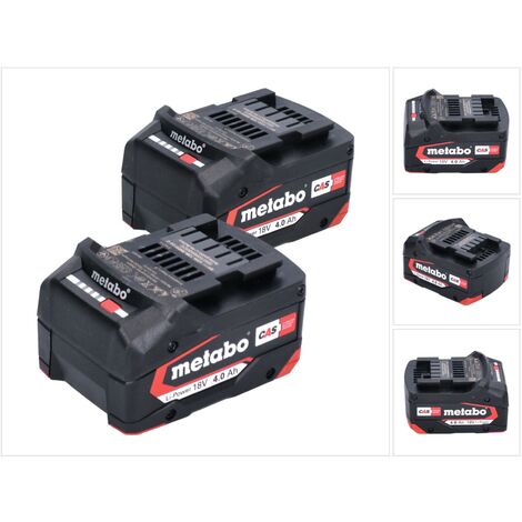 Metabo Set de batterie : 2x Batteries Li-Power 4,0 Ah 18 V CAS Li-Ion ...