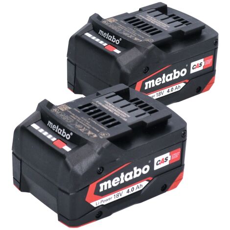Metabo Set de batterie : 2x Batteries Li-Power 4,0 Ah 18 V CAS Li-Ion ...