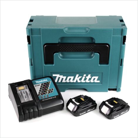 Makita 18 V Power Source Pack Énergie avec 2x Batteries 1,5 Ah + Chargeur DC 18 RC + Boîtier de ...