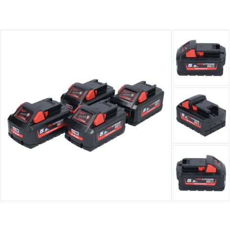 Milwaukee M18 HB 5,5 Kit batterie 4x 18 V 5,5 Ah / 5500 mAh Li-Ion High ...