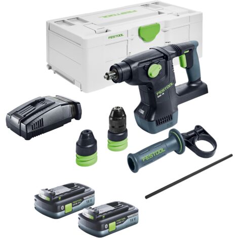 Festool KHC 18 EB-Basic Marteau combiné sans fil 18 V 2,6 J SDS-Plus Brushless + 2x batterie 4,0 ...