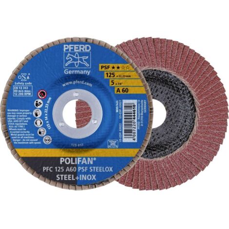 PFERD Disque à lamelles POLIFAN A PSF STEELOX D. 125 mm granulation A-60 conique ( 4000842593 )