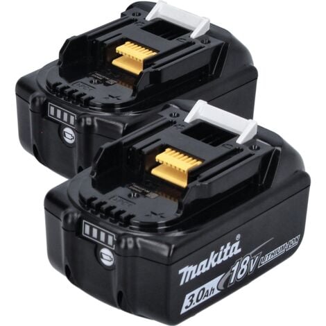 Makita BL1830B Batterie 3,0Ah / 3000mAh Li-Ion 18V aven témoin de charge LED intégré - 2 pcs ...