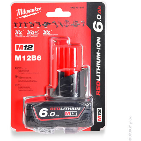 Milwaukee M12 B6 Batterie 12 V 6,0 Ah / 6000 mAh Li-Ion