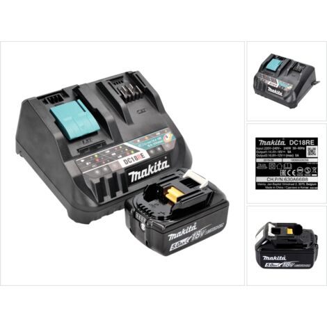 Makita Power Source Kit 18 V avec - 1x Batterie BL 1850 B 5,0 Ah ( 197280-8 ) + Chargeur DC 18 ...