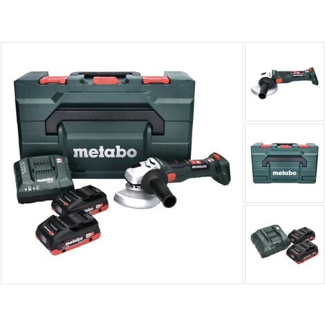 Metabo W 18 LT BL 11-125 Meuleuse d'angle à batterie 18 V 125 mm brushless + 2x Batteries 4,0 Ah ...